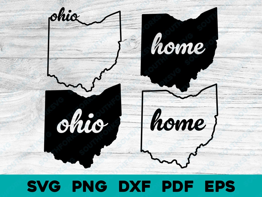 Ohio State Outline + Silhouette Script Bundle | Svg Png Dxf Eps Pdf ...