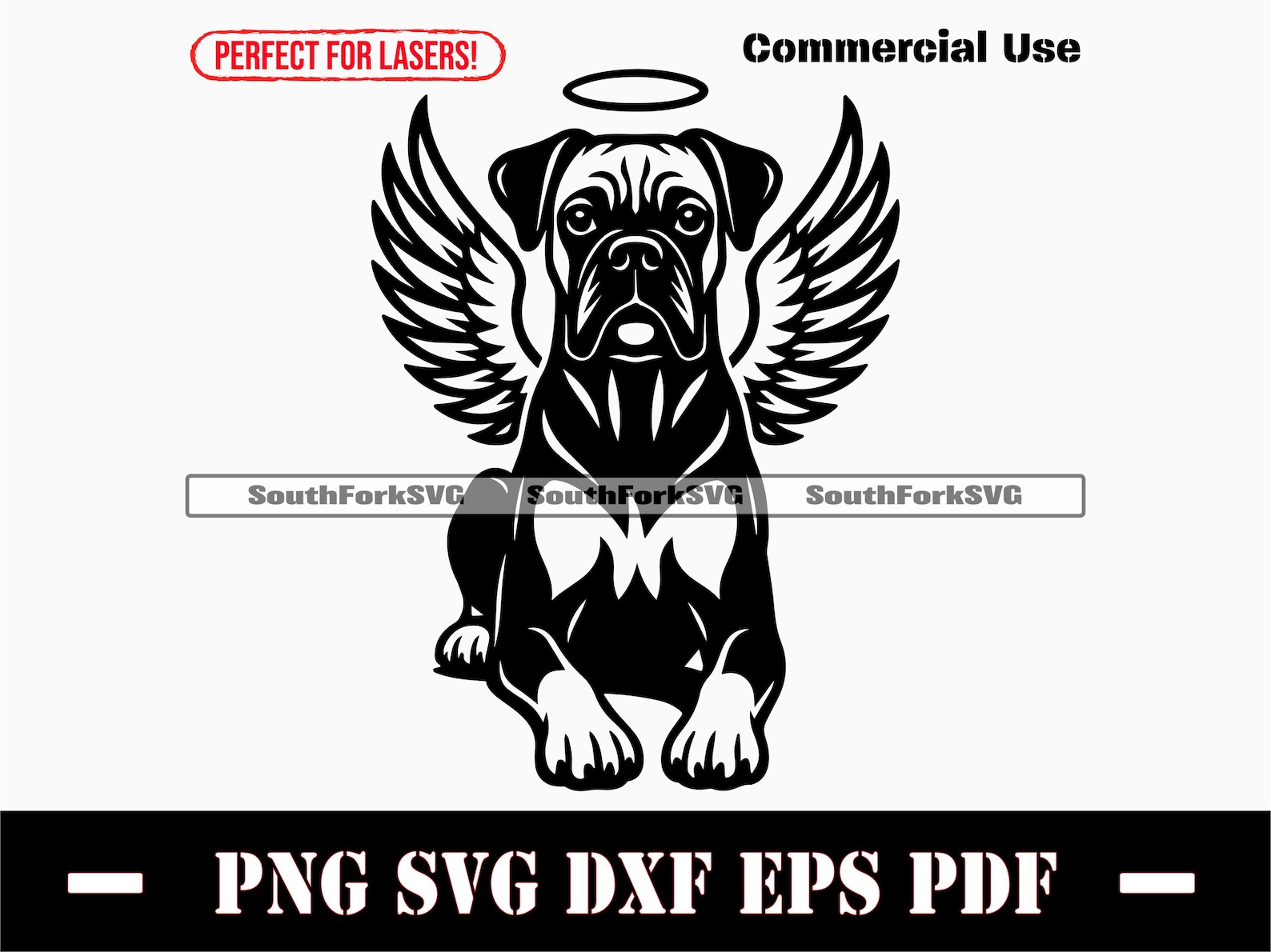 Boxer Angel Wings & Halo Svg Png Dxf Eps Pdf Vector Graphic Cut File ...