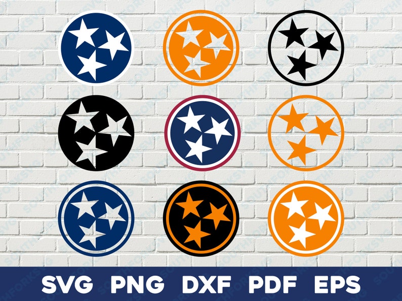Tennessee State Tri Star Design Bundle | Svg Png Dxf Eps Pdf | TN Flag ...