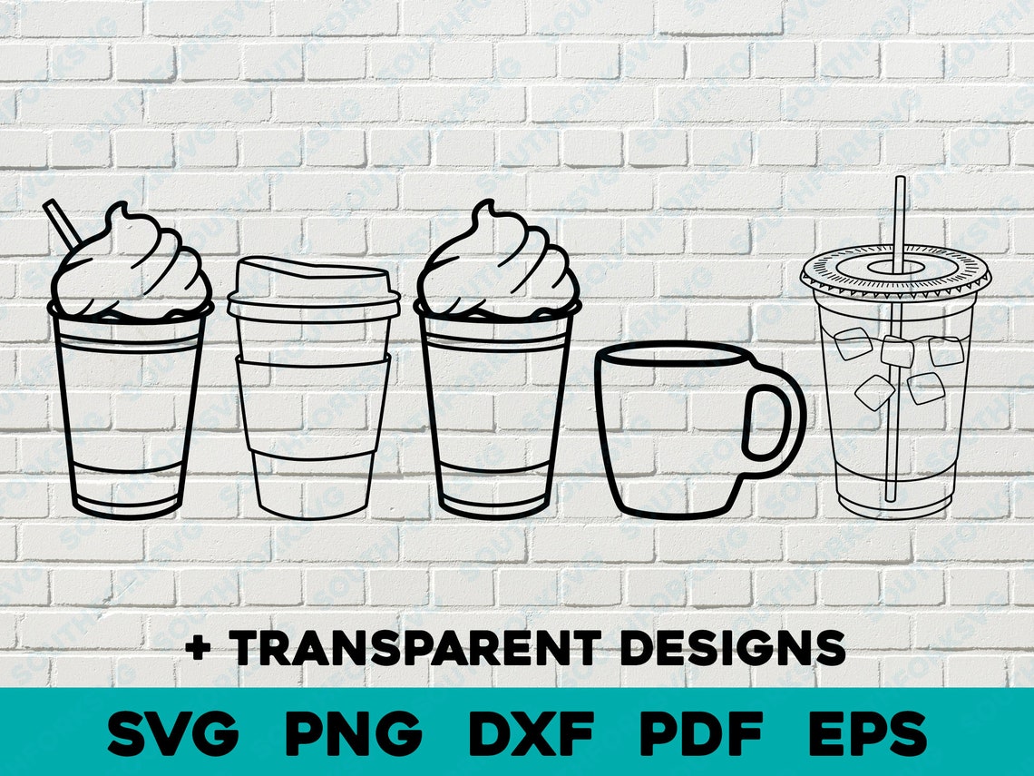 Paquete de café completo svg png dxf pdf eps En capas por color Cut ...