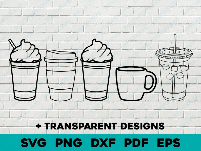 Paquete de café completo svg png dxf pdf eps En capas por color Cut ...