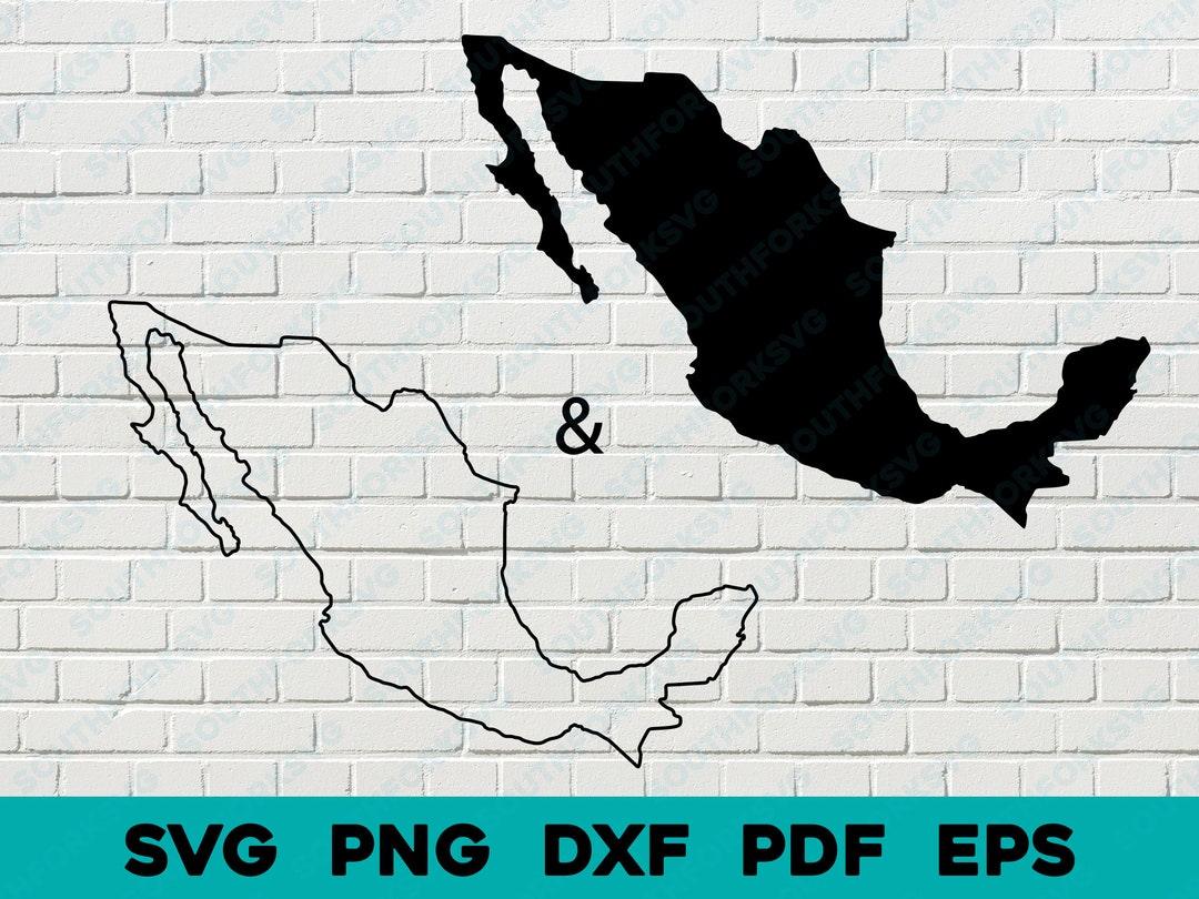 Mexico Country 2 Silhouette & Outline Shapes Svg Png Dxf Pdf Eps Vector ...