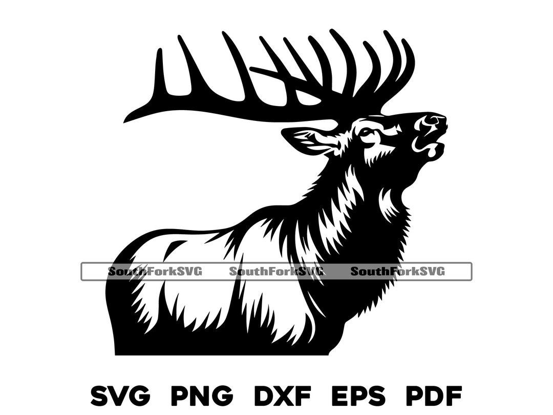 Elk Bugle Design | Svg Png Dxf Eps Pdf | Vector Graphic Cut File Laser ...