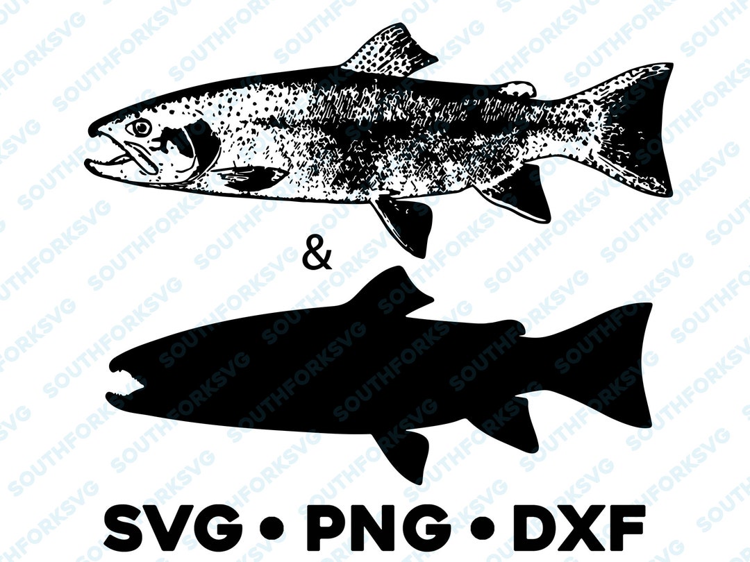 Rainbow Trout Brook Brown Salmon SVG PNG DXF Vector Transparent Cameo ...