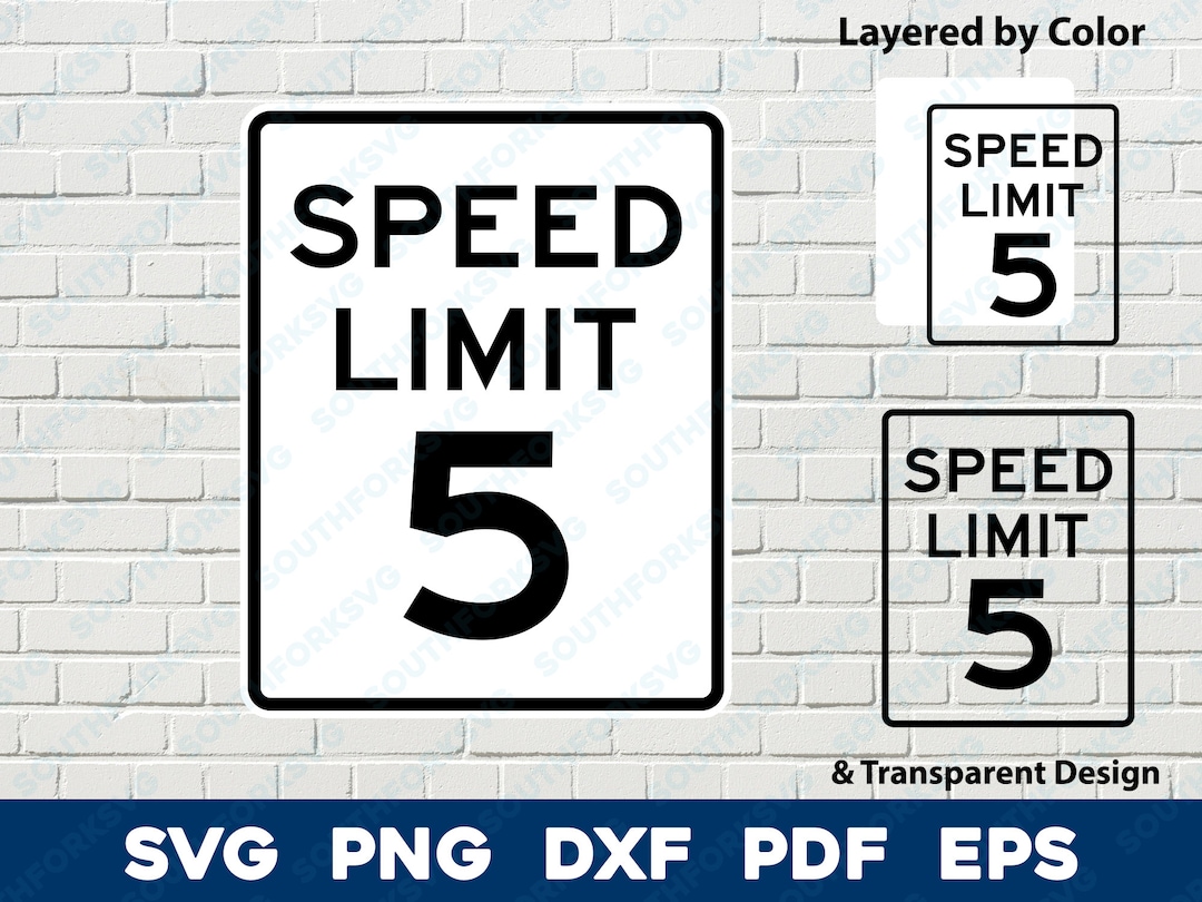 Speed Limit 5 Sign Logo Symbol Svg Png Dxf Eps Pdf Layered by Color Cut ...