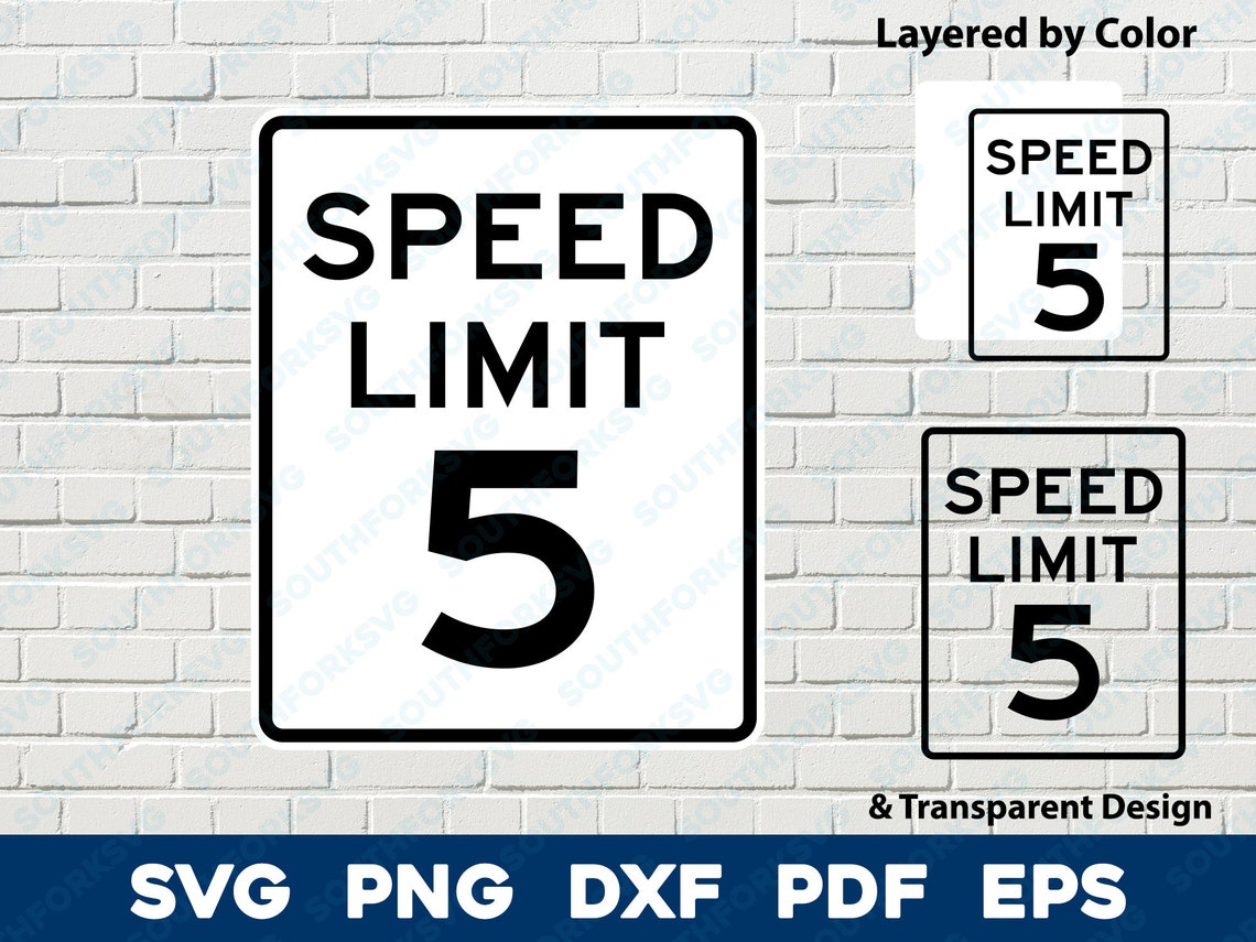 Speed Limit 5 Sign Logo Symbol Svg Png Dxf Eps Pdf Layered by Color Cut ...