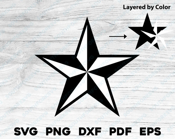 Nautical Star Svg Eps Dxf Cnc Plasmas Laser Cricut Silhouette Cuttable ...