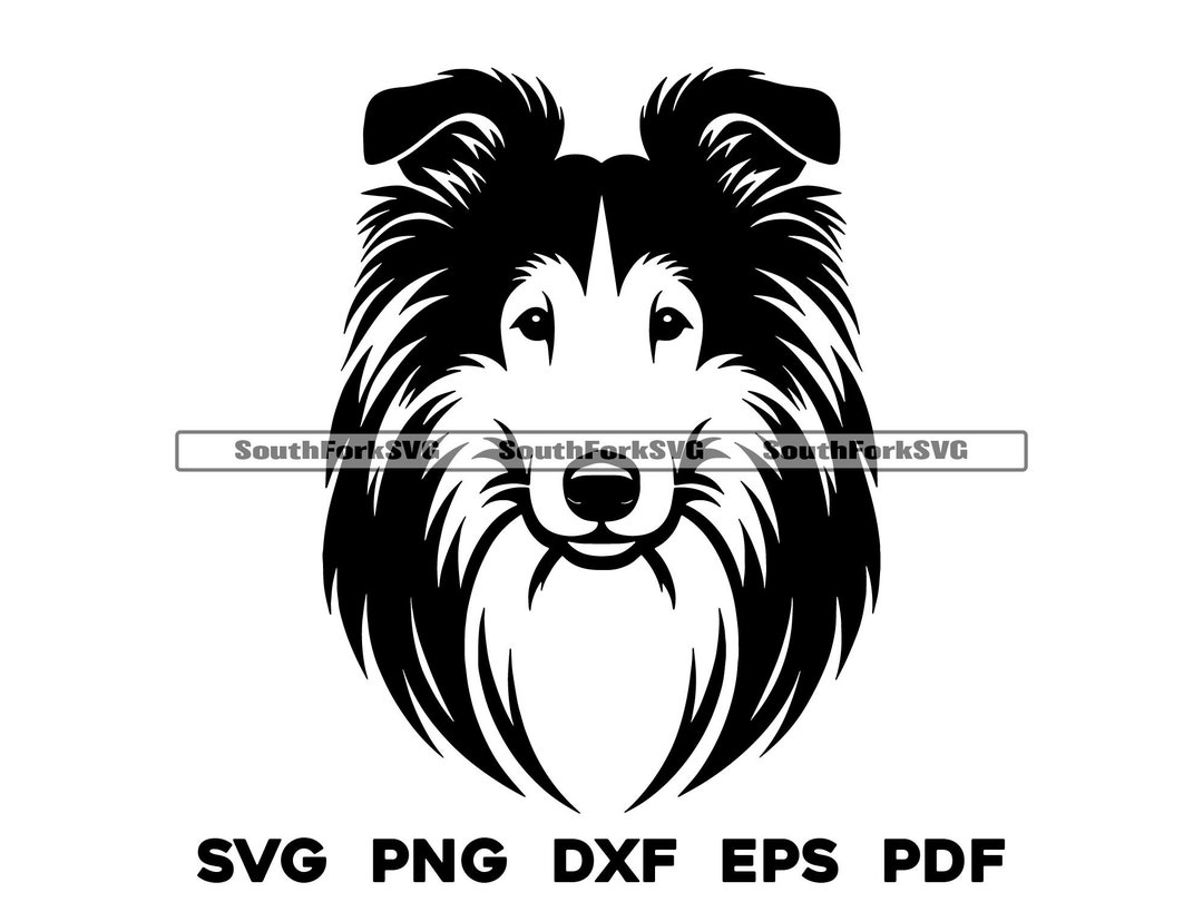 Collie Dog Head Design | Svg Png Dxf Eps Pdf | Vector Graphic Cut File ...