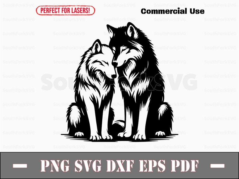 Male & Female Wolves Nuzzling Svg Png Dxf Eps Pdf | Vector Graphic ...