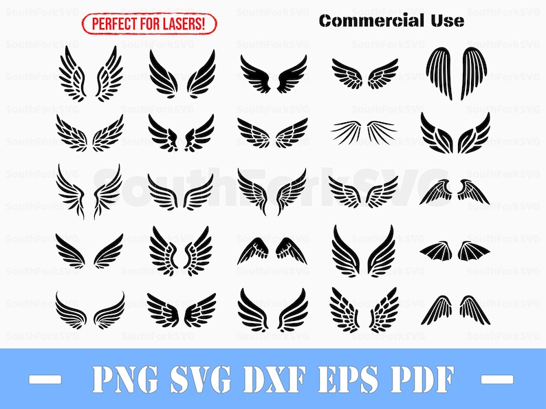Simple Wings SVG Bundle Svg Png Dxf Eps Pdf | Vector Graphic Cut Print ...