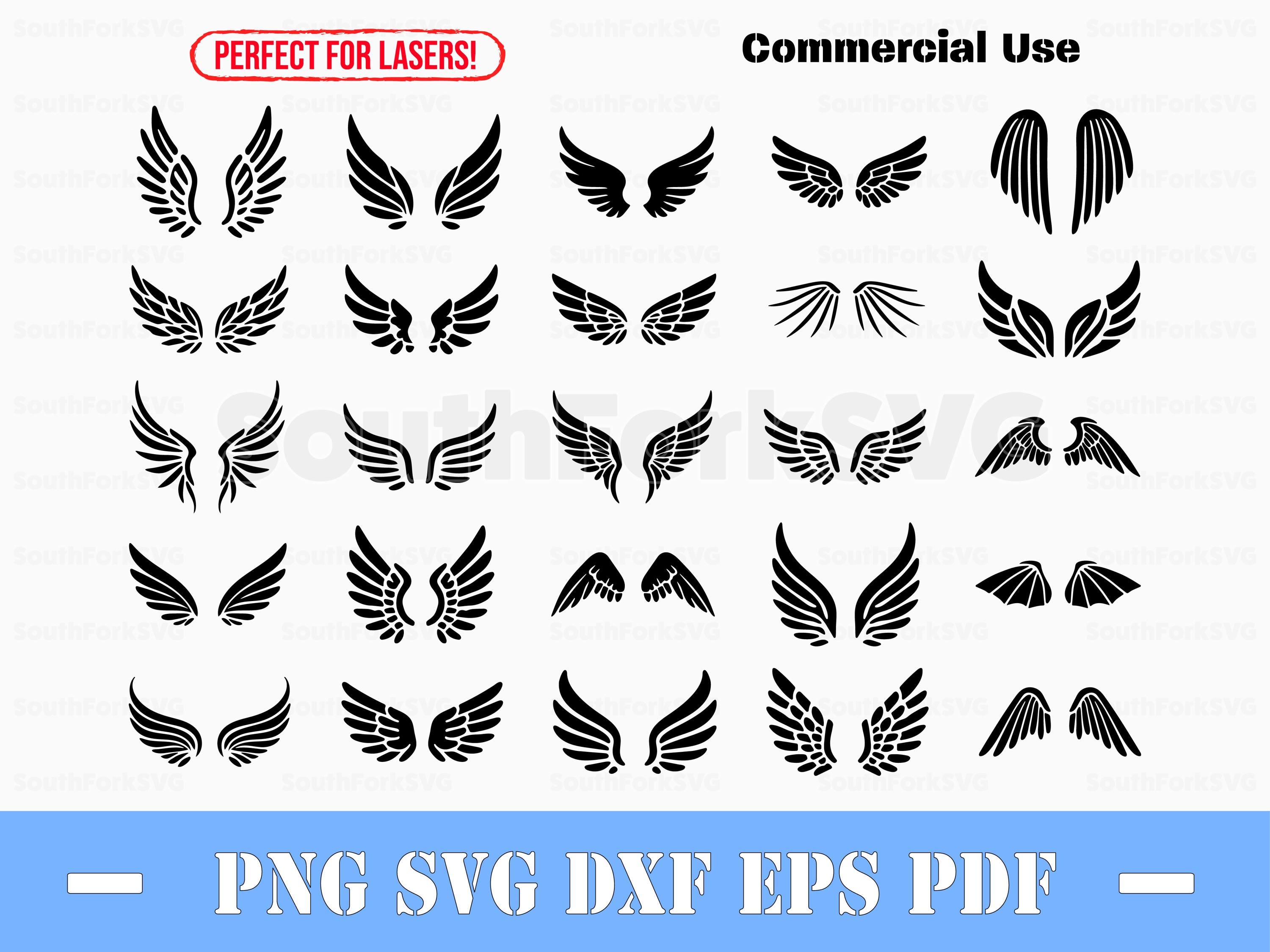 Paquete SVG de alas simples svg png dxf eps pdf / gráfico vectorial ...
