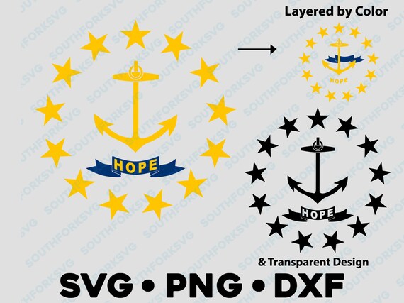 Rhode Island State Flag Anchor Emblem Svg Png Dxf Vector | Etsy