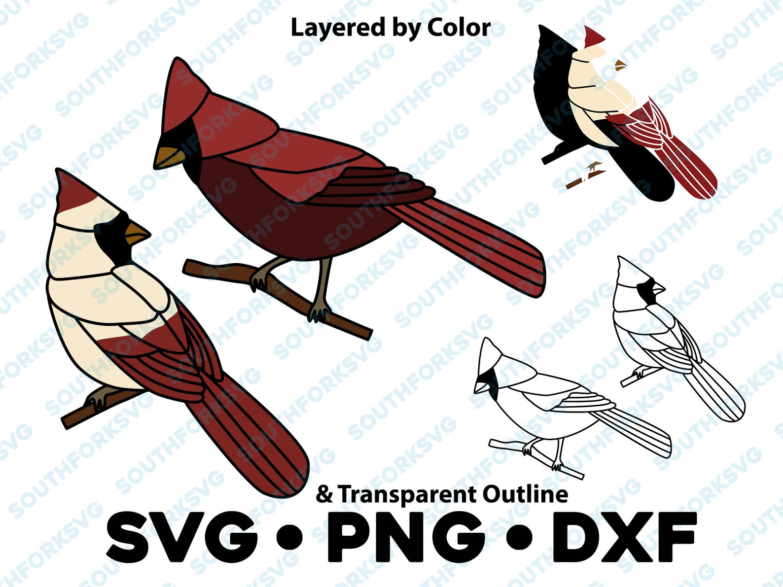 Male & Female Cardinals SVG PNG DXF Layered by Color Cut File | Etsy