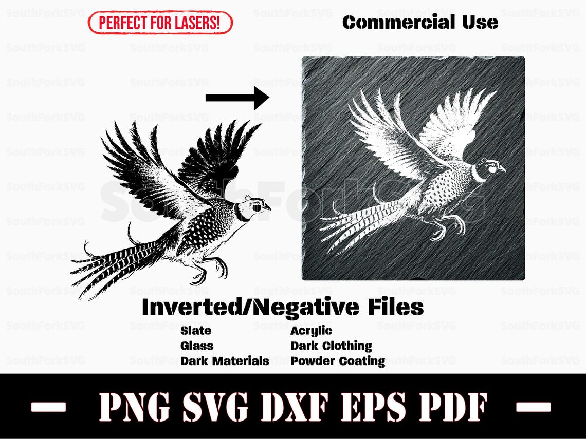 Inverted Flying Pheasant Svg Png Dxf Eps Pdf Vector Graphic Cut Print ...