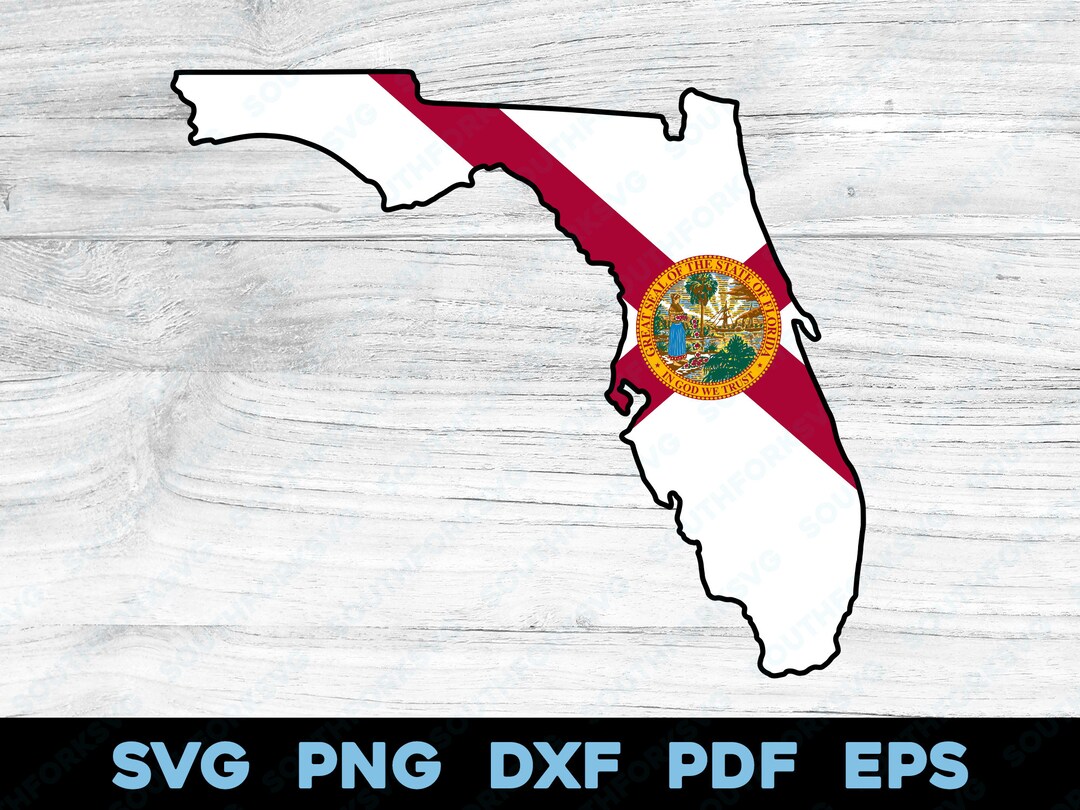 Florida State Shape With Flag 1 | Svg Png Dxf Eps Pdf | Transparent ...