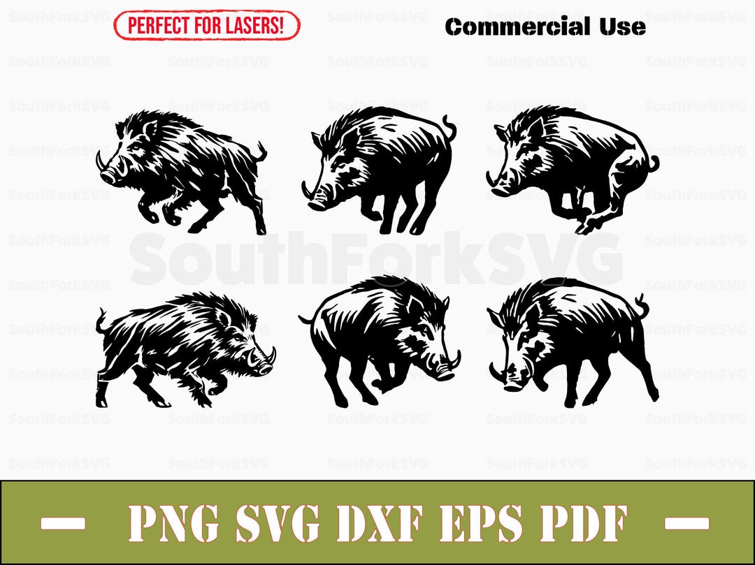 Simple Wild Boar Bundle Svg Png Dxf Eps Pdf Vector Graphic Design Cut ...