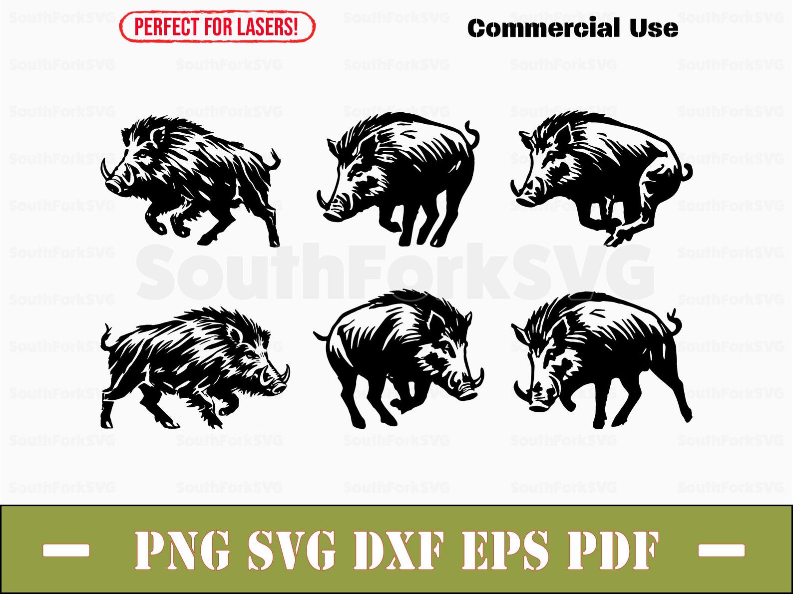 Einfaches Wildschwein Bundle svg png dxf eps pdf Vektorgrafik Cut Print ...