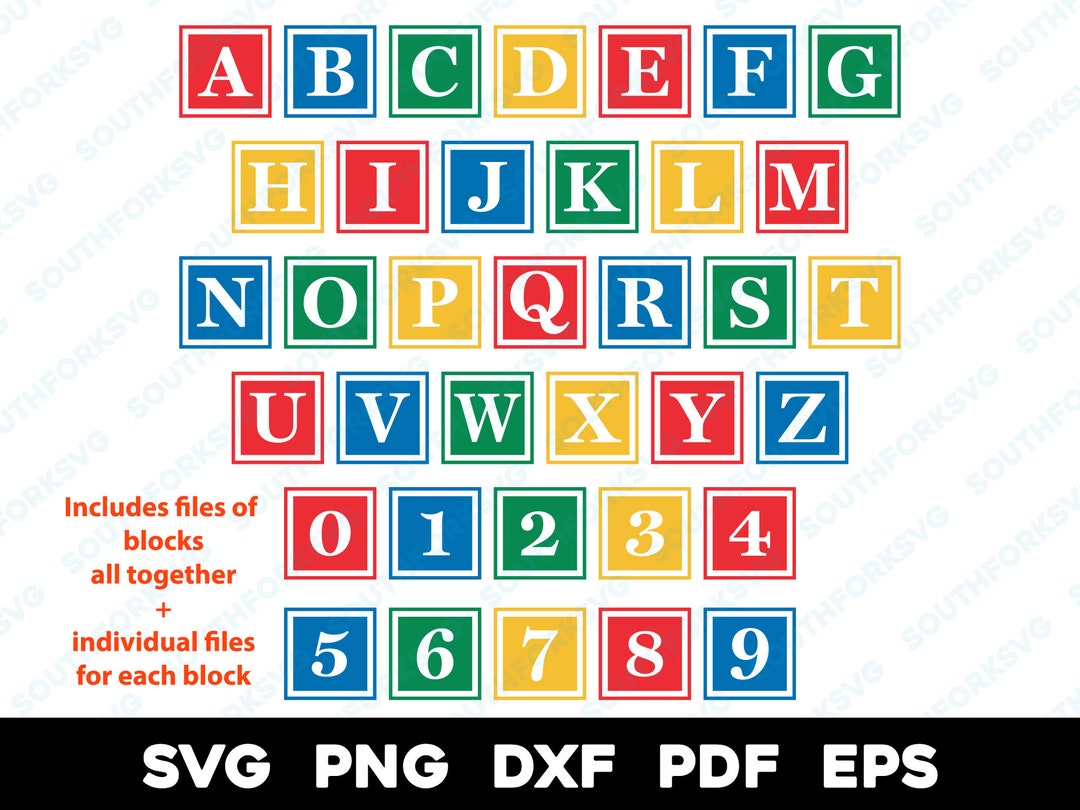 Alphabet Blocks Svg Png Dxf Eps Pdf Bundle 2 | Baby Letter Blocks A-Z 0 ...