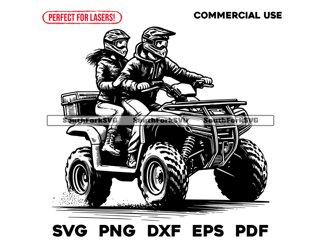 Couple on ATV Quad 4 Four Wheeler Svg Png Dxf Eps Pdf | Vector Graphic ...