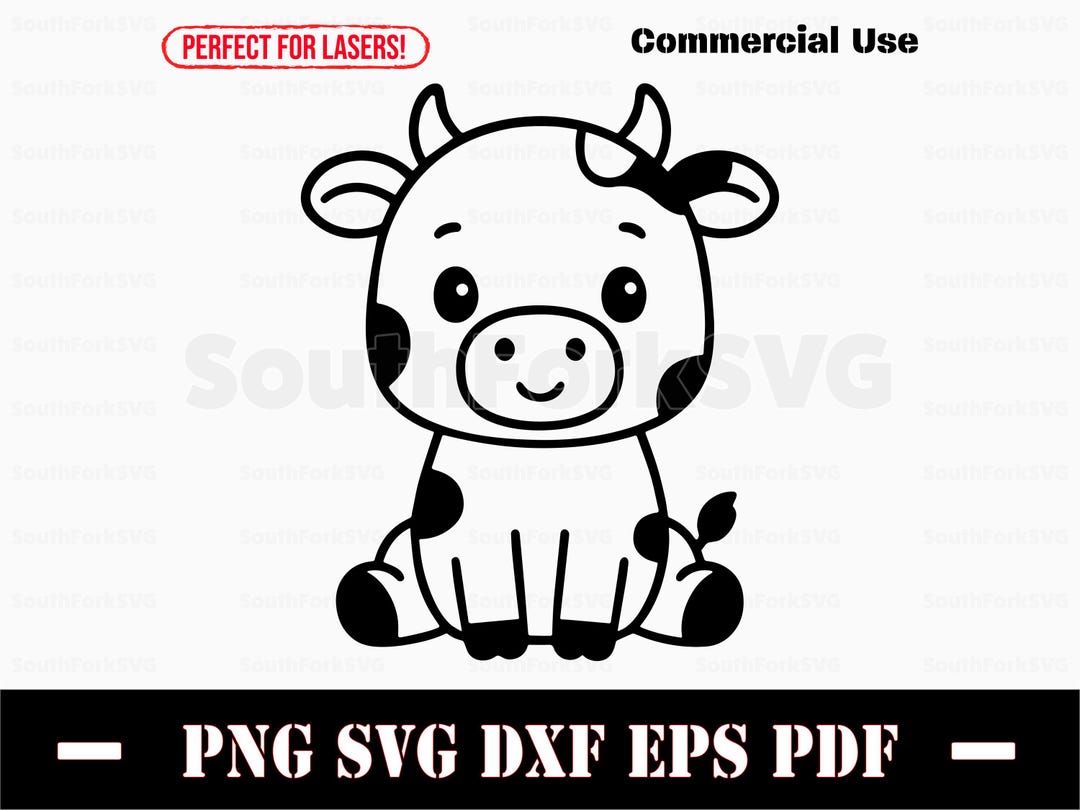 Cute Baby Cow Svg Png Dxf Eps Pdf | Vector Graphic Design Cut Print Dye ...