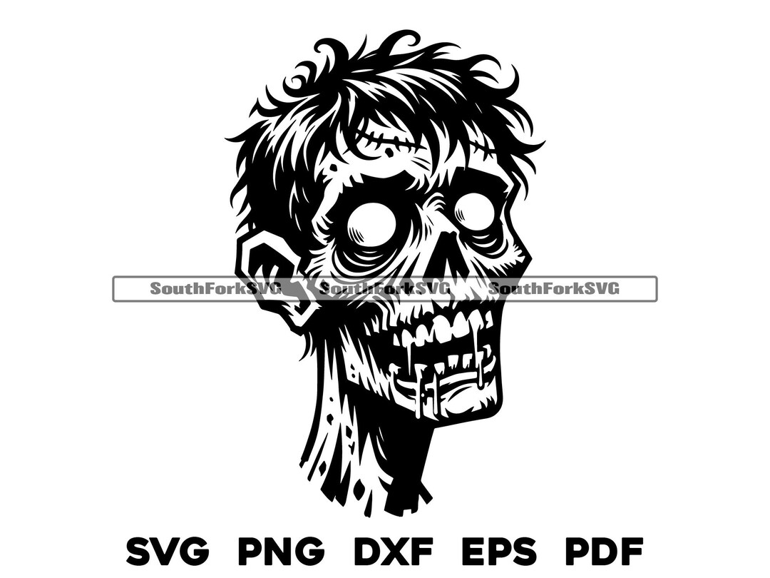 Zombie Head Svg Png Dxf Eps Pdf | Transparent Vector Graphic Design Cut ...