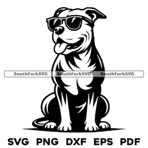 Pit Bull Wearing Sunglasses | Svg Png Dxf Eps Pdf | Vector Graphic Cut ...