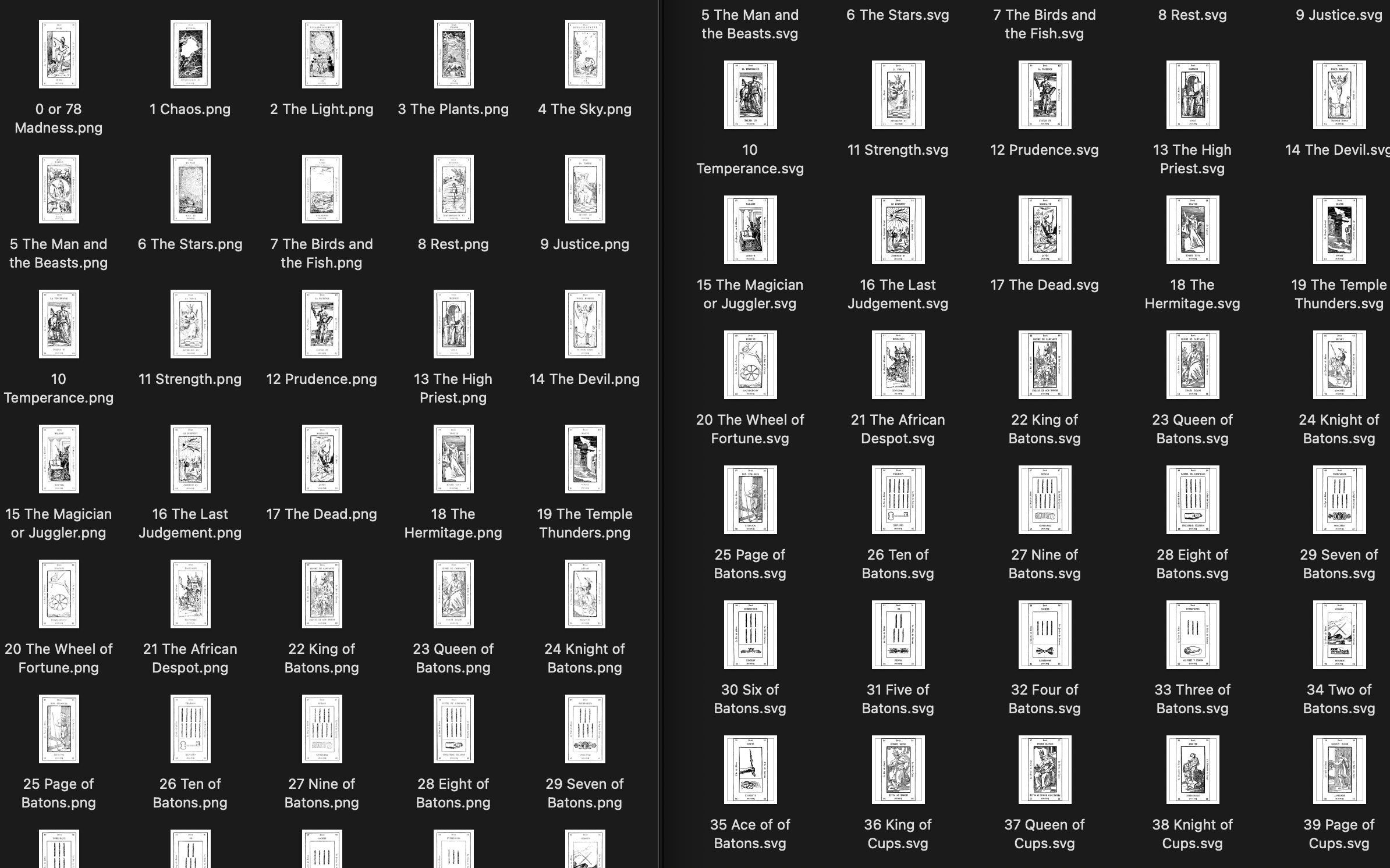 Full 78 Set Grand Etteilla Tarot Card Deck SVG PNG Bundle Transparent ...
