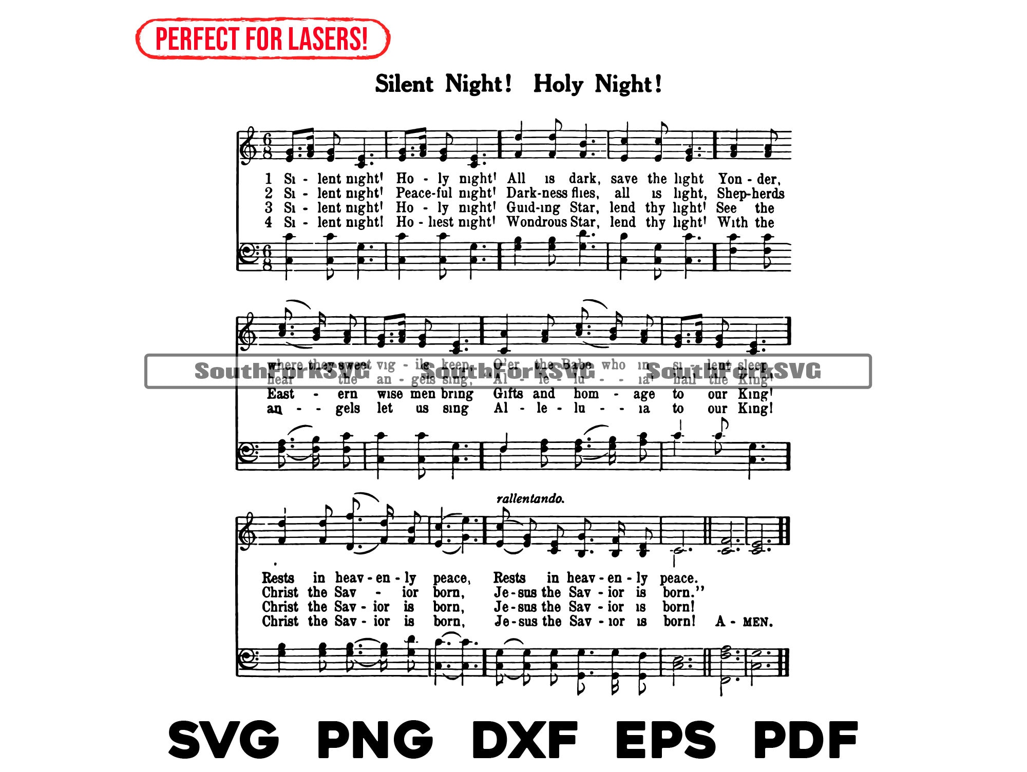 Silent Night! Holy Night! Hymn Carol Sheet Music Svg Png Dxf Eps Pdf ...