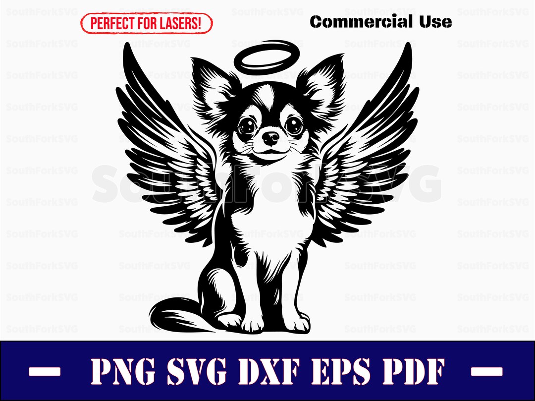 Chihuahua Angel Wings & Halo | Svg Png Dxf Eps Pdf | Vector Graphic Cut ...