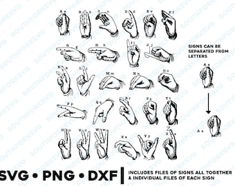 Joy American Sign Language Alphabet SVG PNG DXF Layered by Color Cut ...