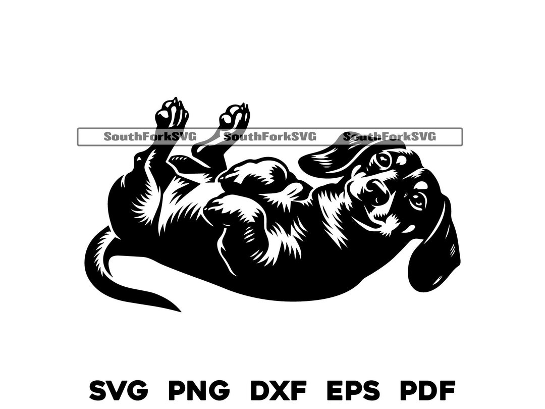 Dachshund Weiner Dog Laying on Its Back Svg Png Dxf Eps Pdf Vector ...