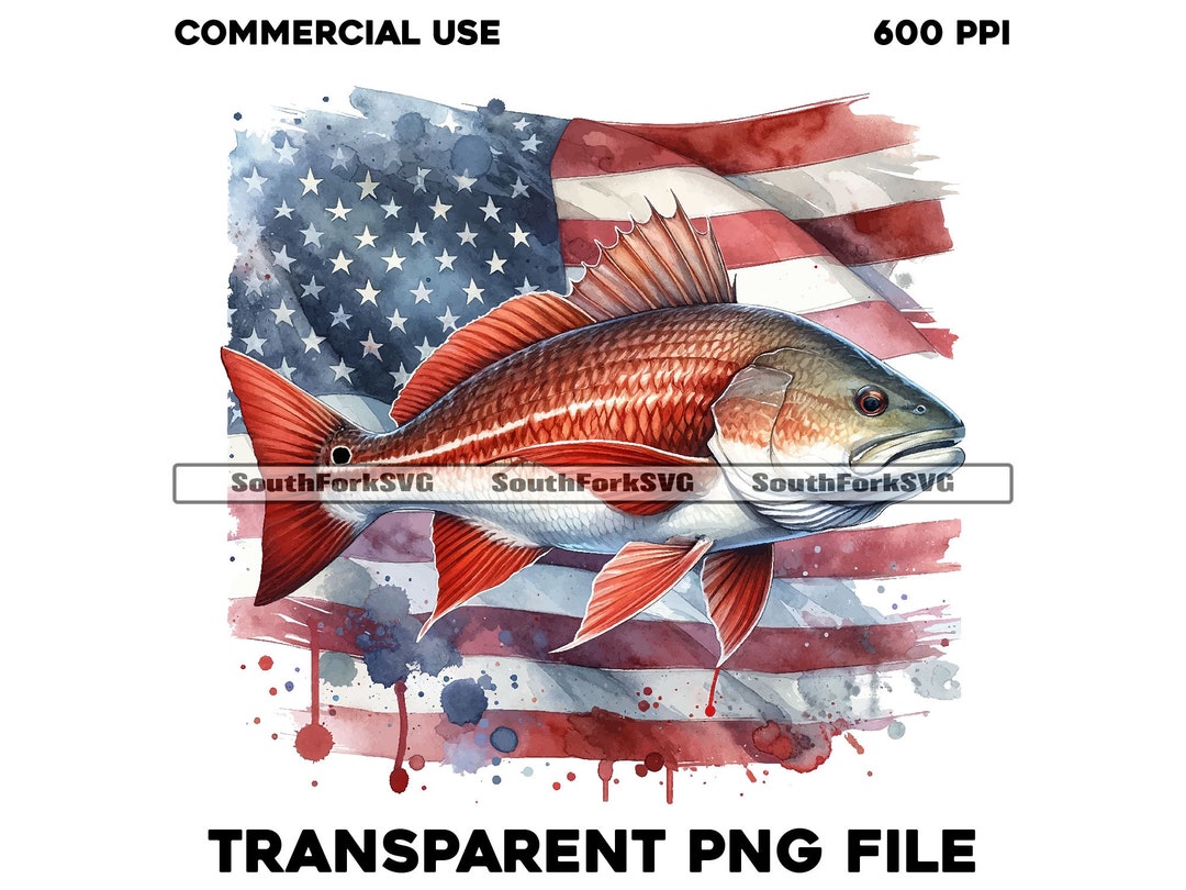 Redfish American Flag PNG File | Transparent High Res for Print Dye Sub ...
