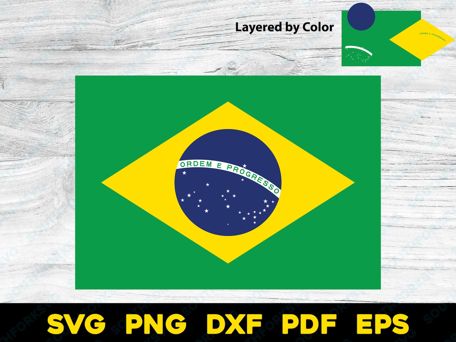 Brazil Country Flag Layered by Color Svg Png Dxf Eps Pdf Vector Graphic ...