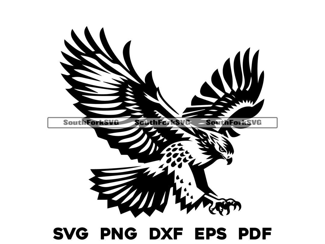 Flying Hawk Design Svg Png Dxf Eps Pdf | Laser Engrave Cut Print Files ...