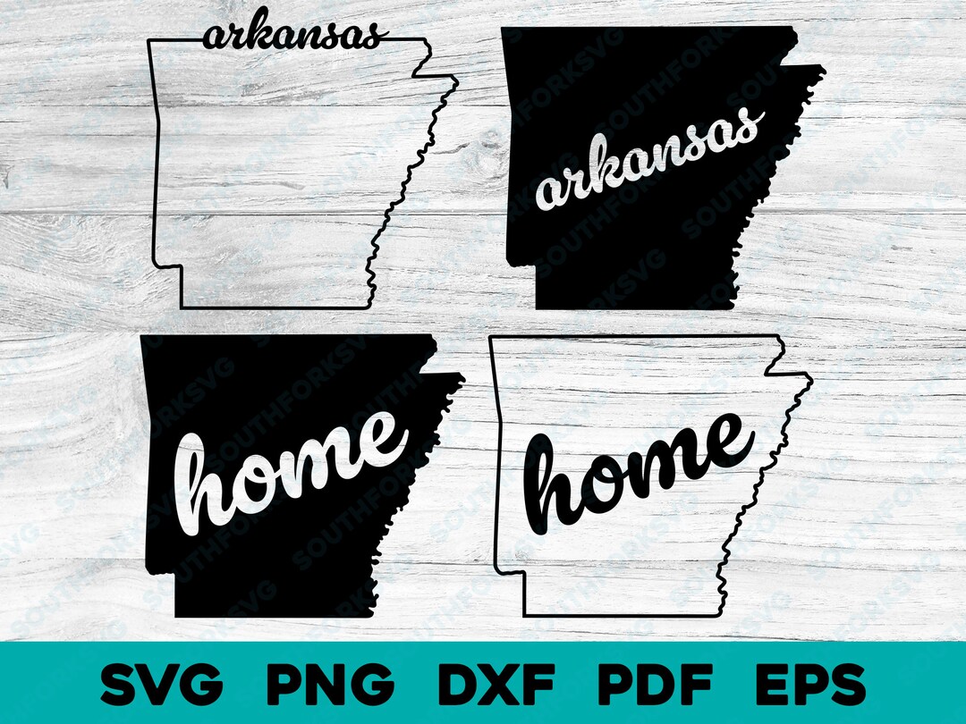 Arkansas State Outline + Silhouette Script Bundle | Svg Png Dxf Eps Pdf ...