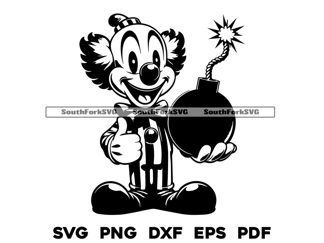 Cartoon Clown With Bomb Svg Png Dxf Eps Pdf Files | Cut Print Laser ...