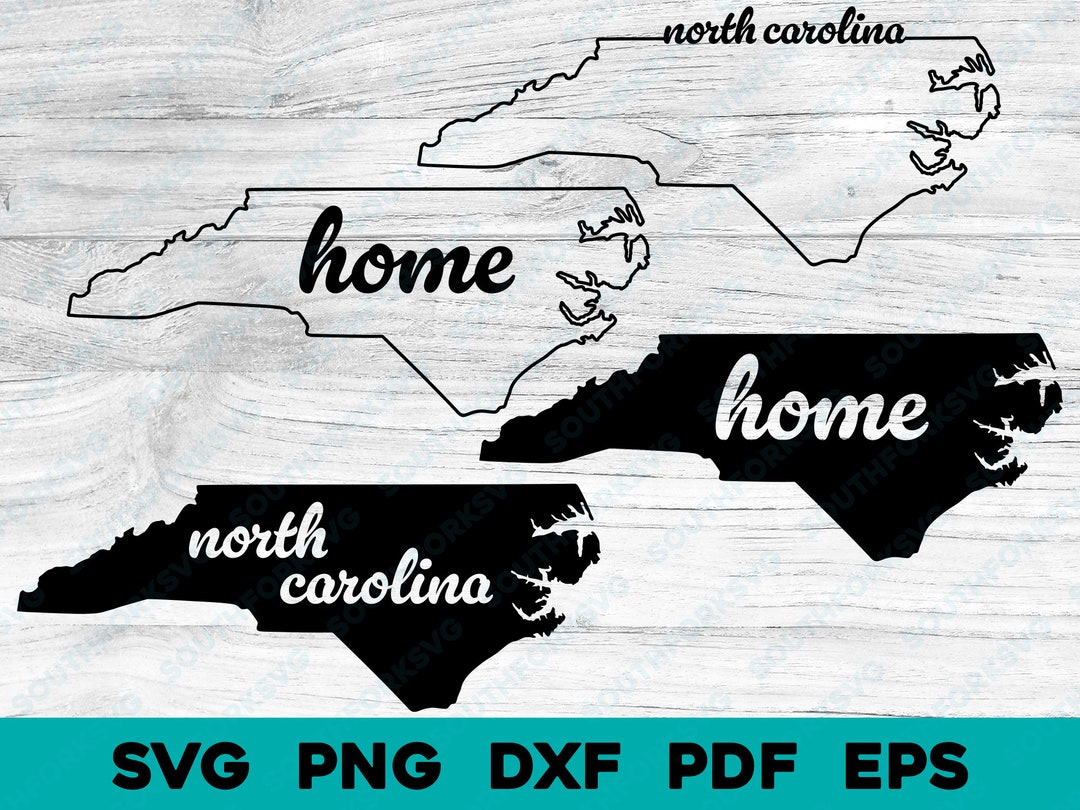 North Carolina State Outline + Silhouette Script Bundle | Svg Png Dxf ...
