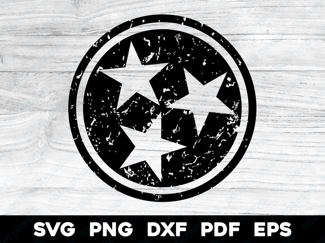 Tennessee Tri-star Distressed Black Transparent | Svg Png Dxf Eps Pdf ...