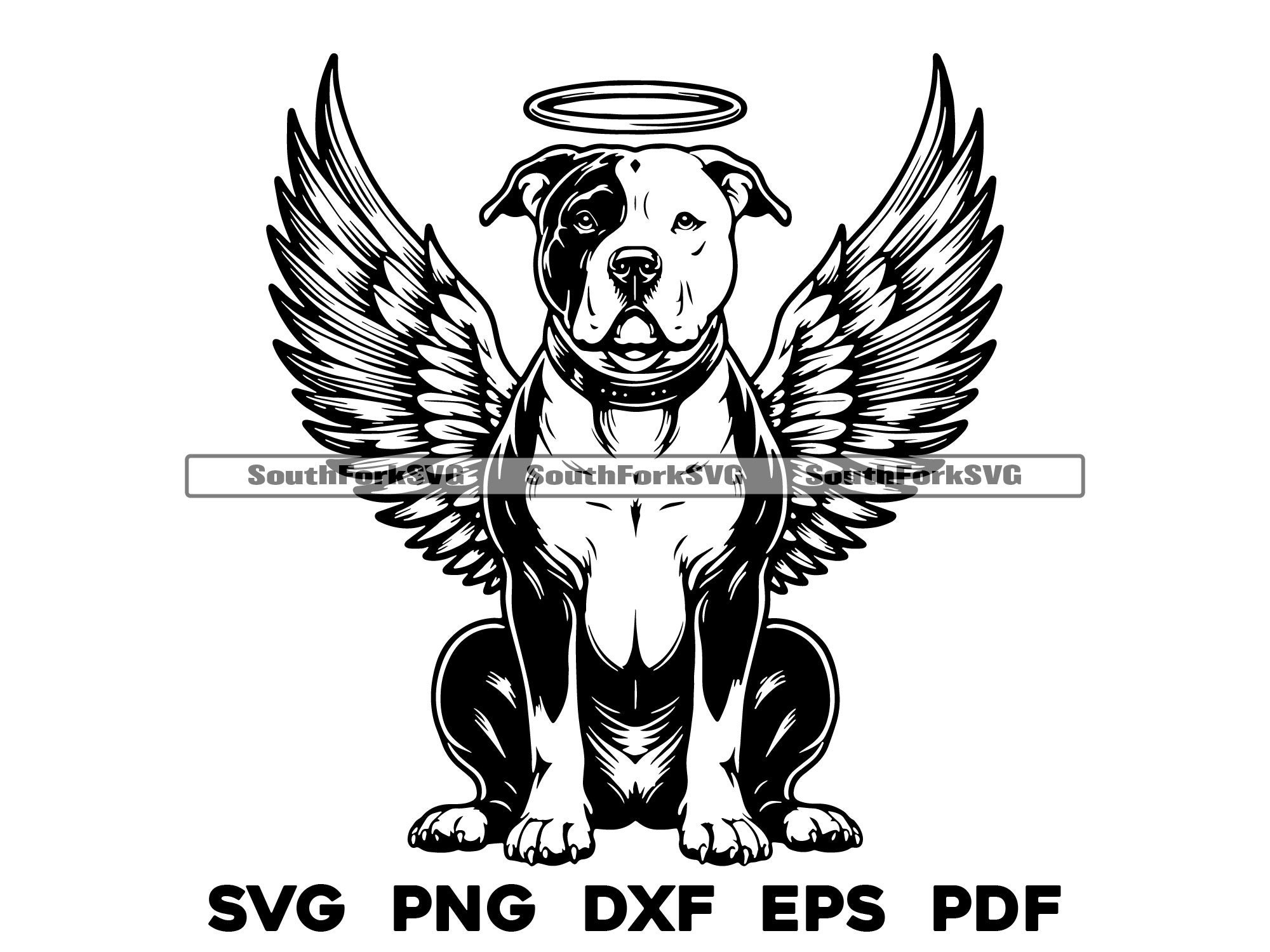 Pitbull Angel Wings With Halo Svg Png Dxf Eps Pdf | Vector Graphic Cut ...