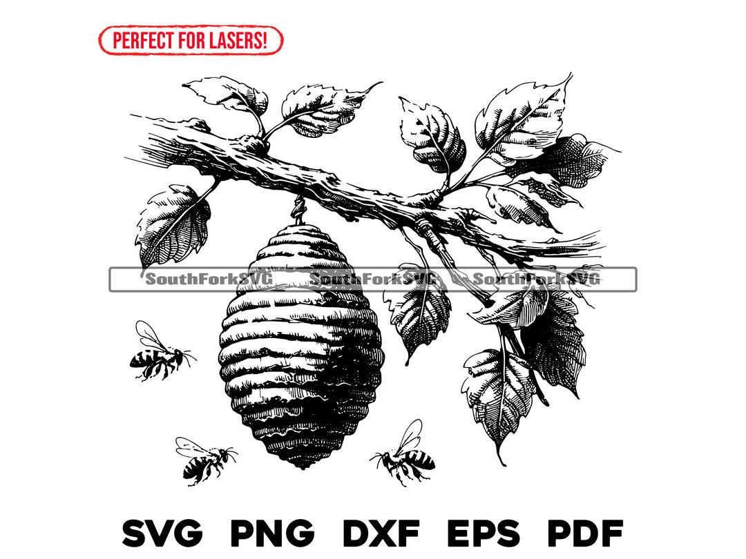 Bee Hive Laser Engrave Files Svg Png Dxf Eps Pdf Vector Graphic Design ...