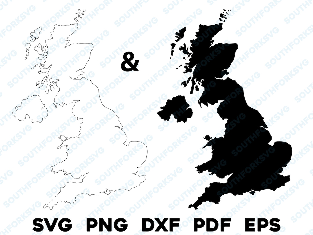 United Kingdom UK Country Silhouette & Outline Shapes Svg Png Dxf Pdf ...