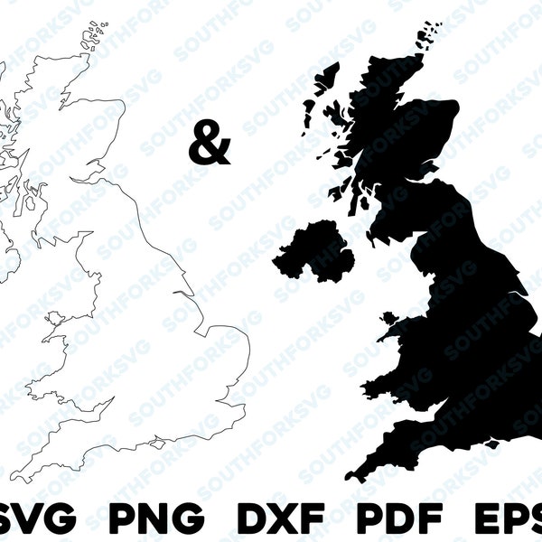 Uk Map Png - Etsy