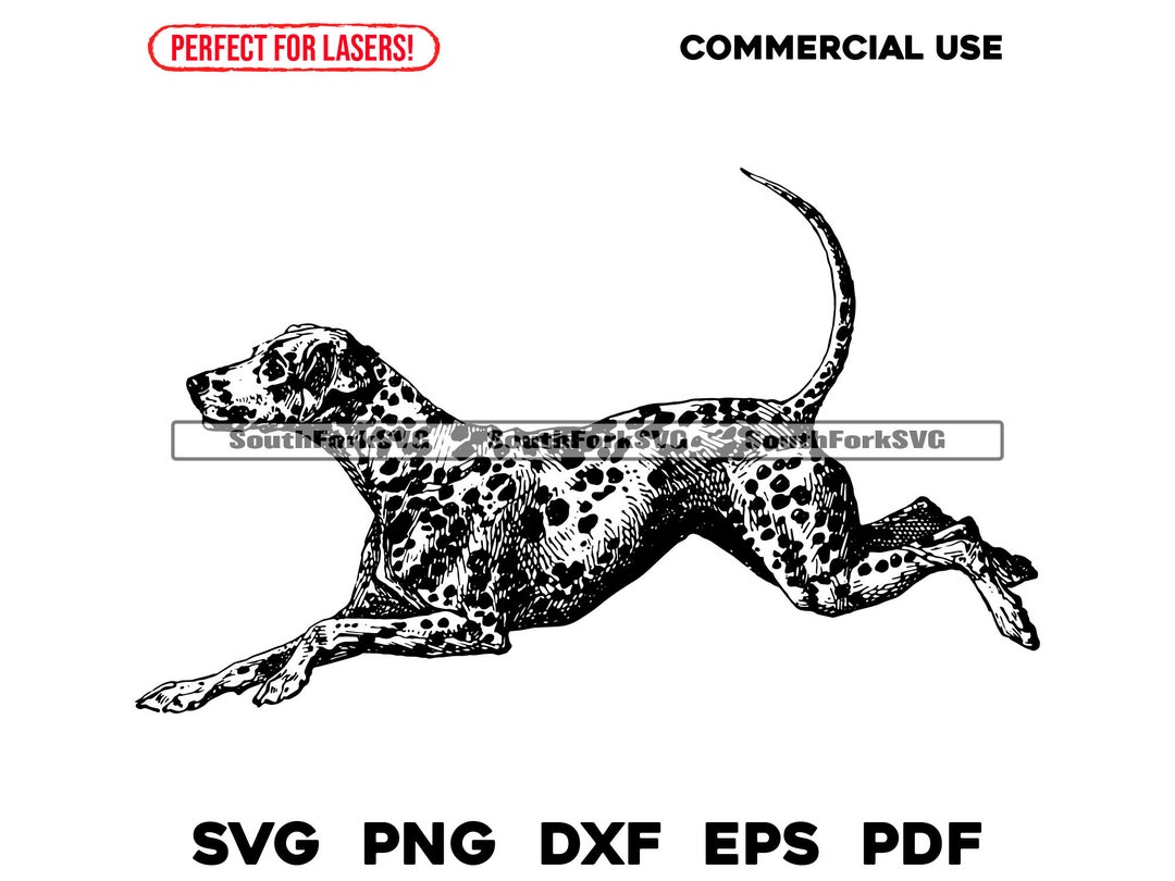 Laser Engrave File Dalmatian Dog Running Svg Png Dxf Eps Pdf Vector ...