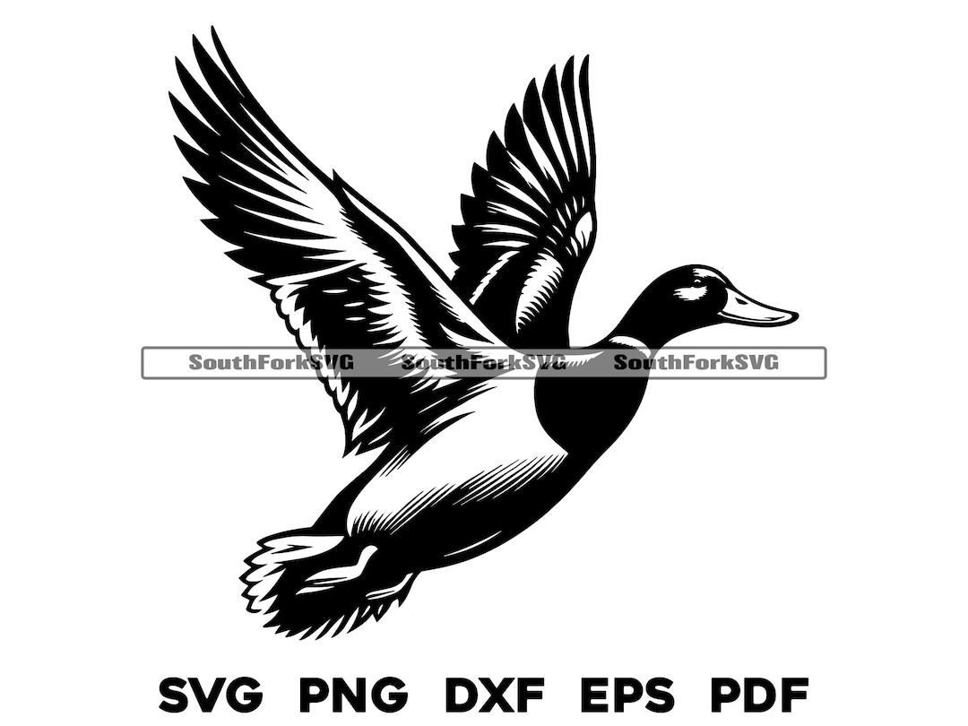 Flying Mallard Duck Svg Png Dxf Eps Pdf Vector Graphic Design Cut Print Dye Sub Laser Engrave