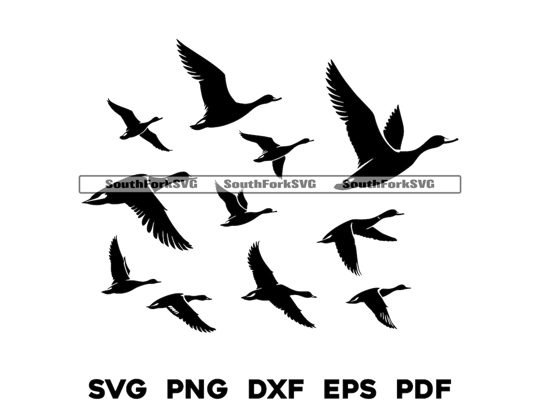 Flying Duck Silhouettes Svg Png Dxf Eps Pdf | Vector Graphic Design Cut ...