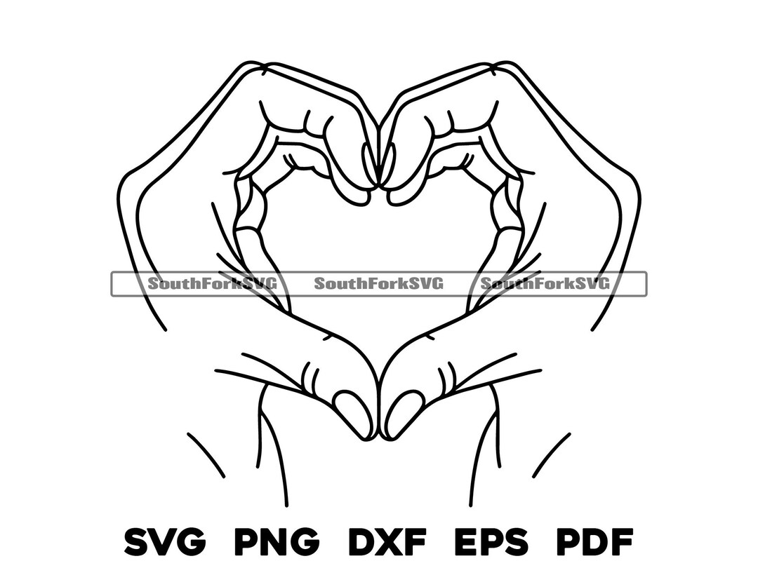 Hand Heart Simple Minimal Line Art Svg Png Dxf Eps Pdf | Vector Graphic ...