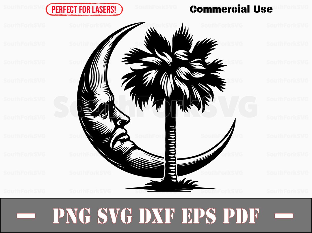 South Carolina State Flag Palmetto & Moon Design | Svg Png Dxf Eps Pdf ...
