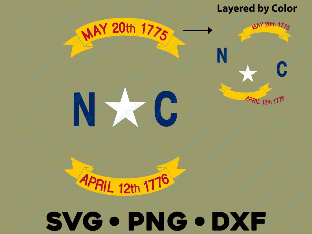North Carolina State Flag Emblem Svg Png Dxf Vector Graphic - Etsy