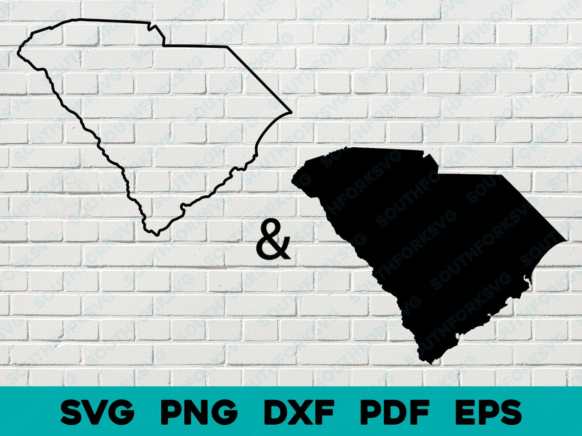 South Carolina State Silhouette & Outline Shapes Svg Png Dxf Pdf Eps ...