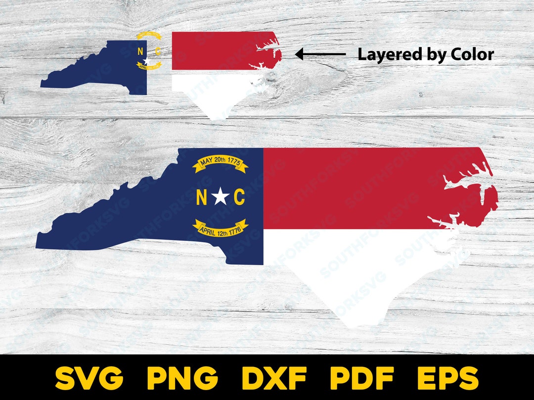 North Carolina State Shape Outline Flag Design Svg Png Dxf Pdf Eps ...